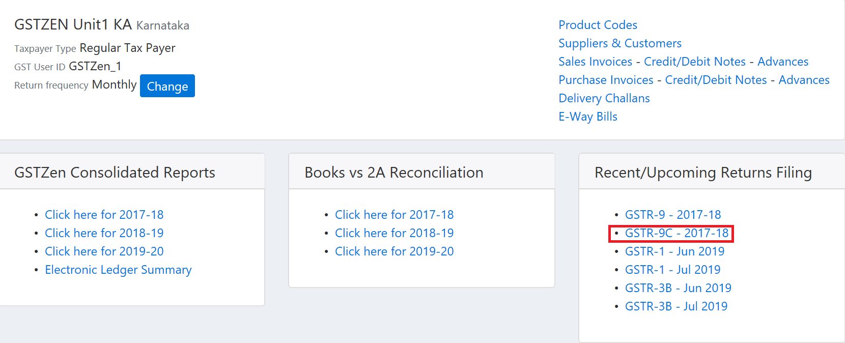 Download filed GSTR 9 from govt portal - Step 1 of filing GSTR 9C