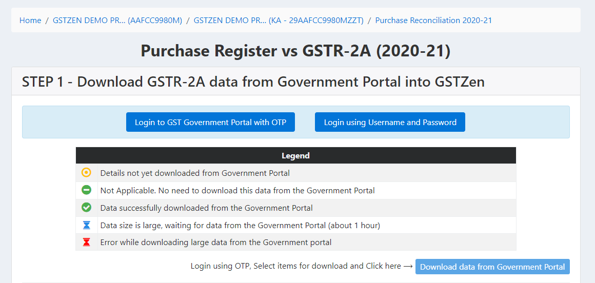 GSTR 2A Download from Govt. portal – GSTR 2A reconciliation