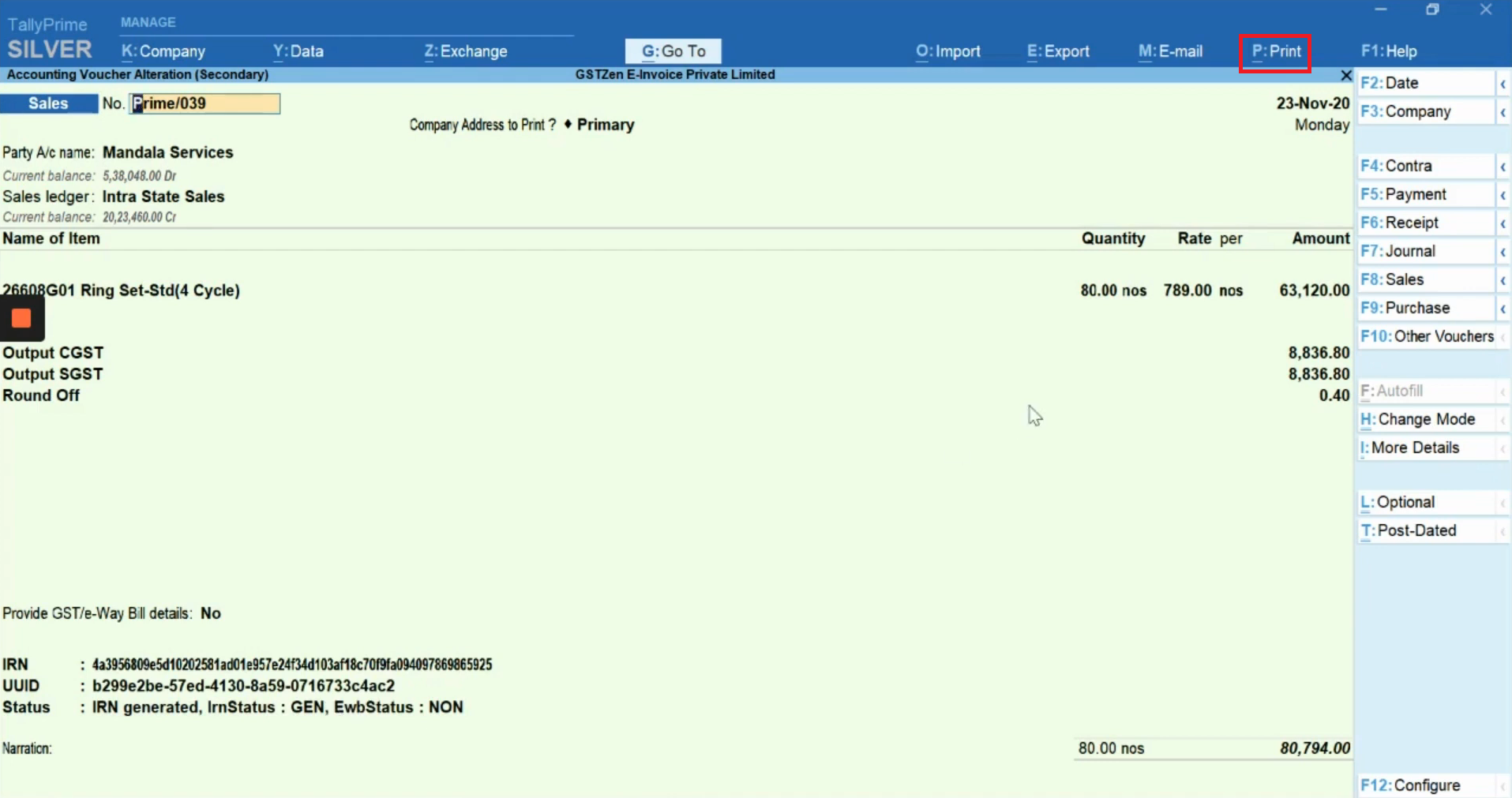 GSTZen E Invoice Tally Prime Integration